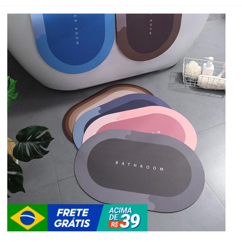 Tapete Antiderrapante Banheiro Capacho Absorvente Banheiro Hall 60x40 ...