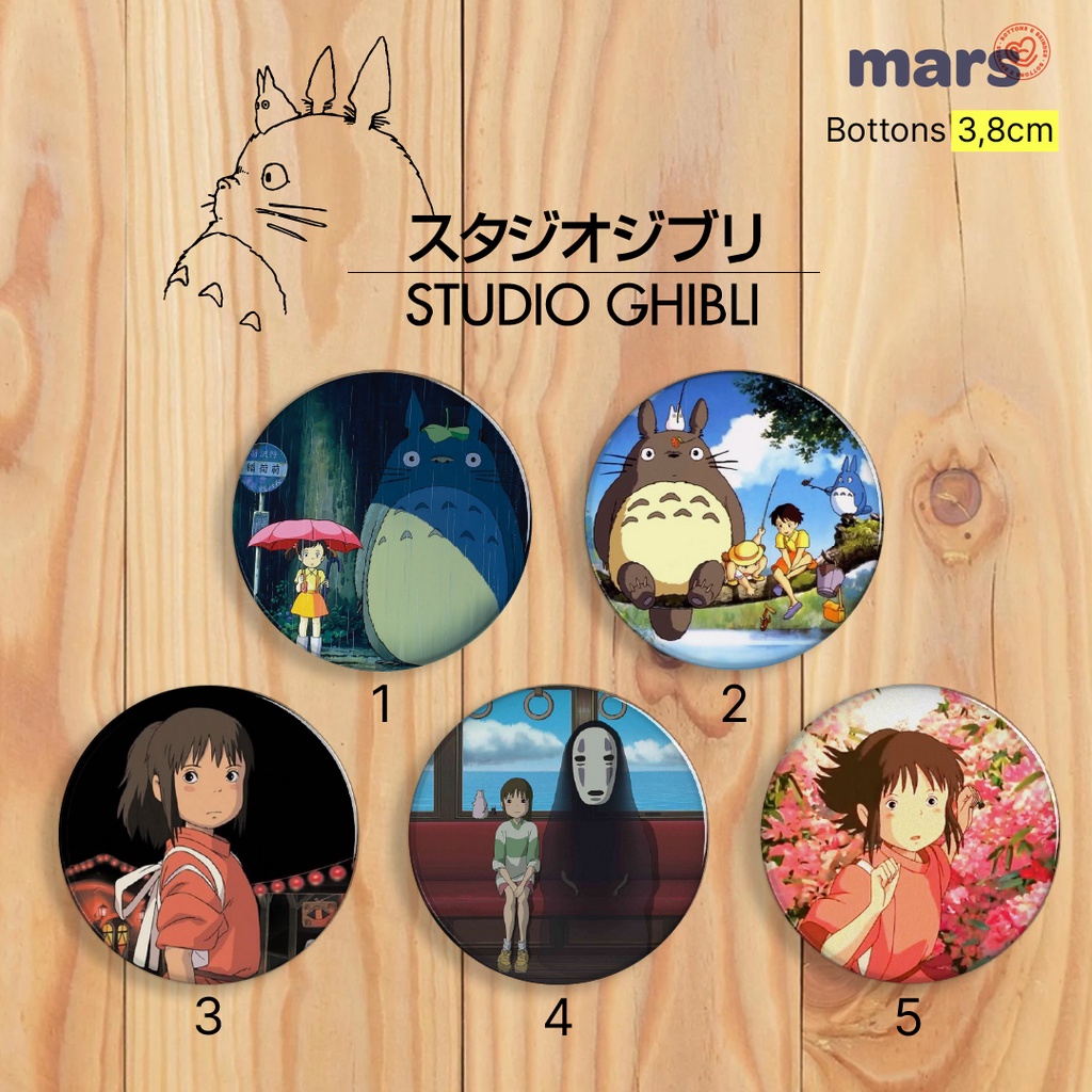 Bottons Studio Ghibli 3,8cm ou 4,5cm (Totoro, Kiki, Chihiro, Castelo ...
