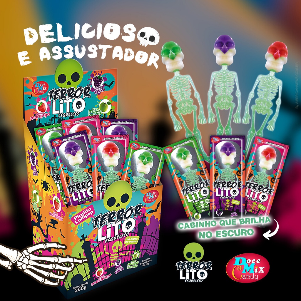 PIRULITO TERROR LITO ESQUELETO 24 UN. x 12G | Shopee Brasil