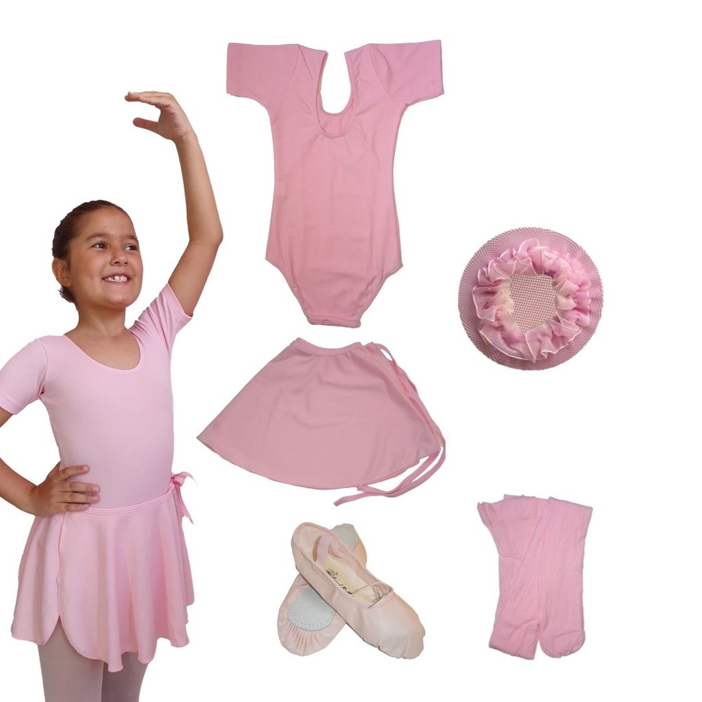 Roupa de Ballet com Collant Manga curta do uniforme completo de balé ...