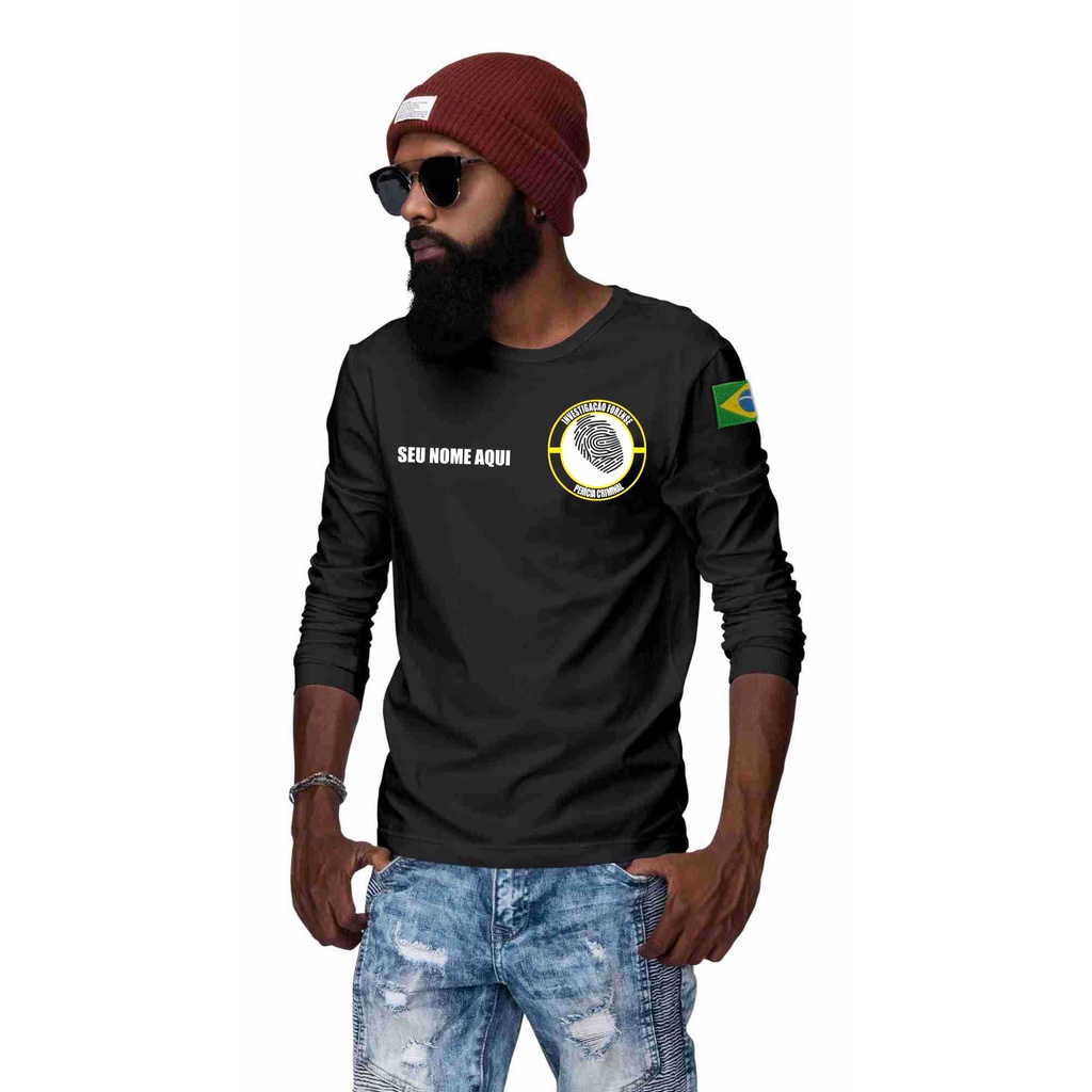 Camiseta manga longa Investigação Forense -perícia Criminal Com Seu ...
