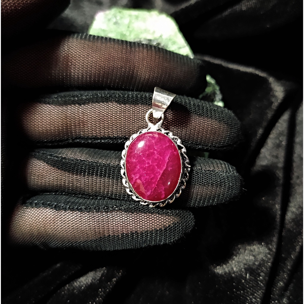 Pingente com pedra natural Rubi/Ruby - Prata Bali - *Peça Única ...