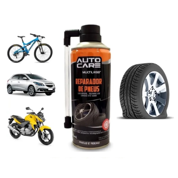 Esprei Reparador Furo Inflador Enche infla ar Pneu Pressão Furado ...