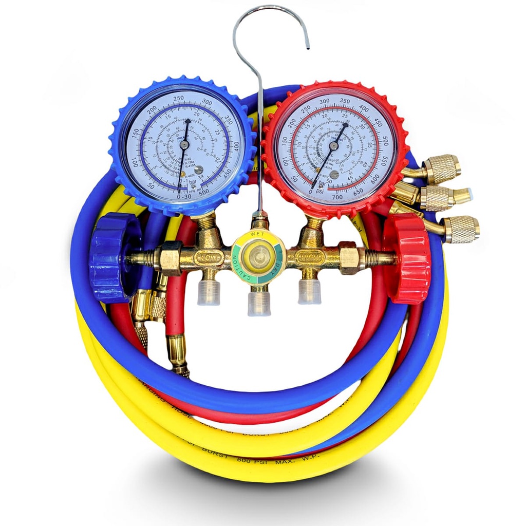 Kit Manifold R410a/R22/R407c (3 Mangueiras 90cm) com visor de Líquido ...