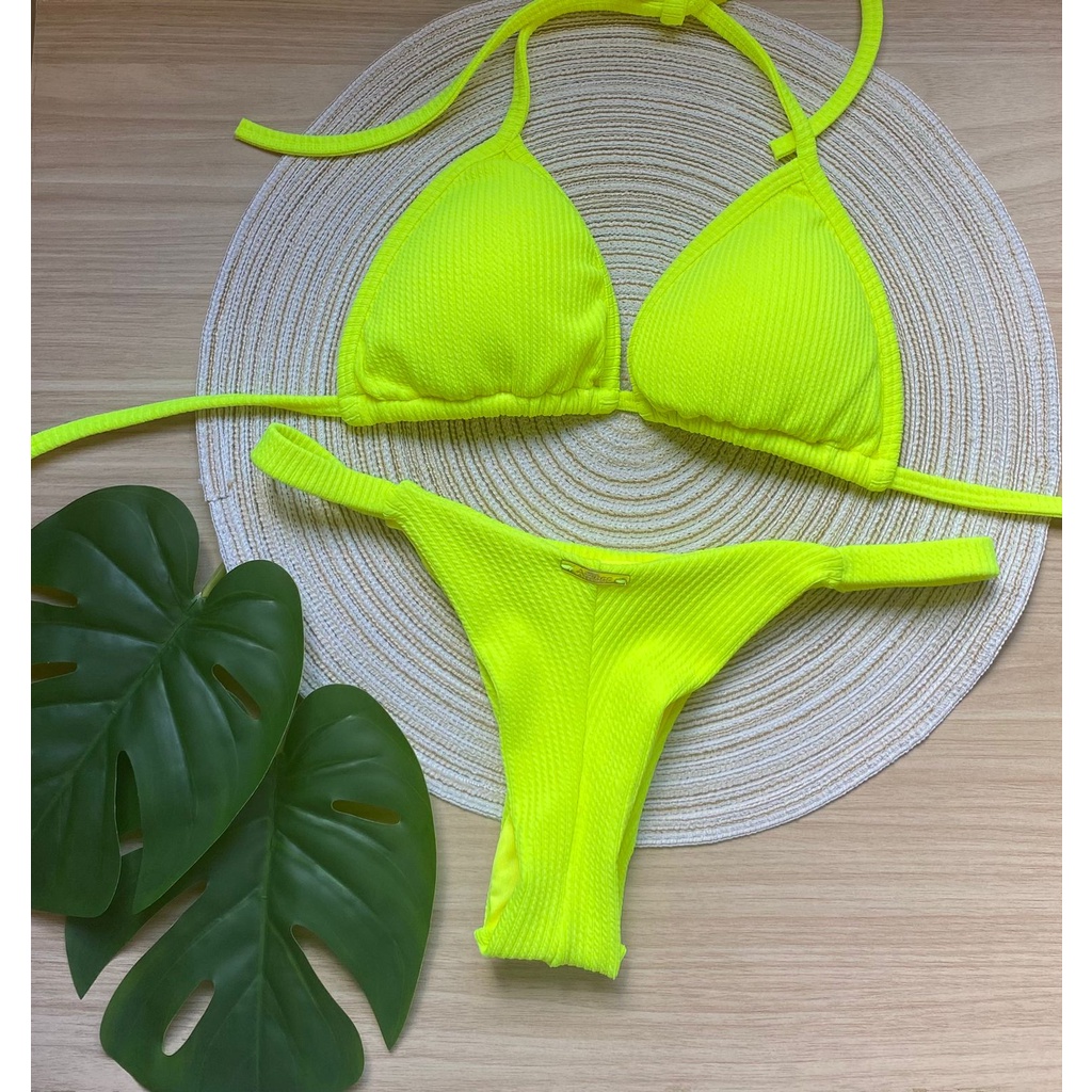 Biquini Top Cortininha Canelado Marquinha De Fita Shopee Brasil