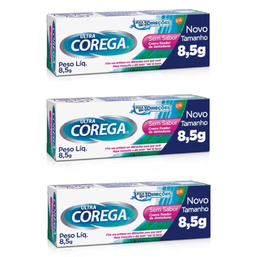 Kit 3 Corega Ultra Creme 8,5g Adesivo Dentadura | Shopee Brasil