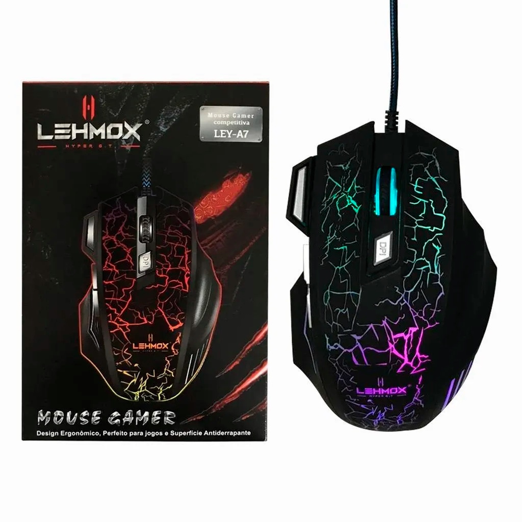Mouse Gamer Lehmox 3200 Dpi Ley-a7 Led Rgb USB | Shopee Brasil