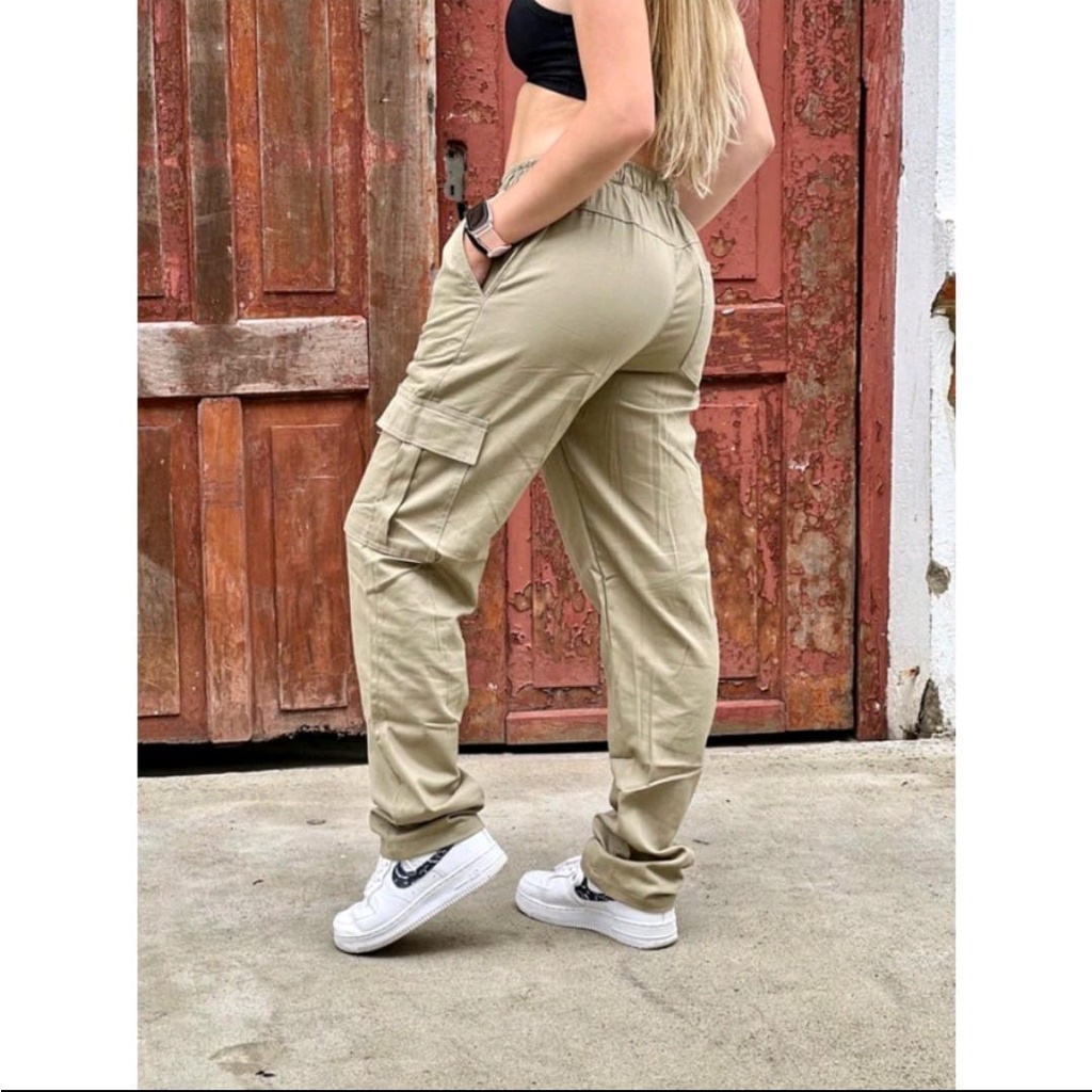 Calça Cargo Unissex 6 Bolsos De Sarja Skate Toop Na Promoção Ref
