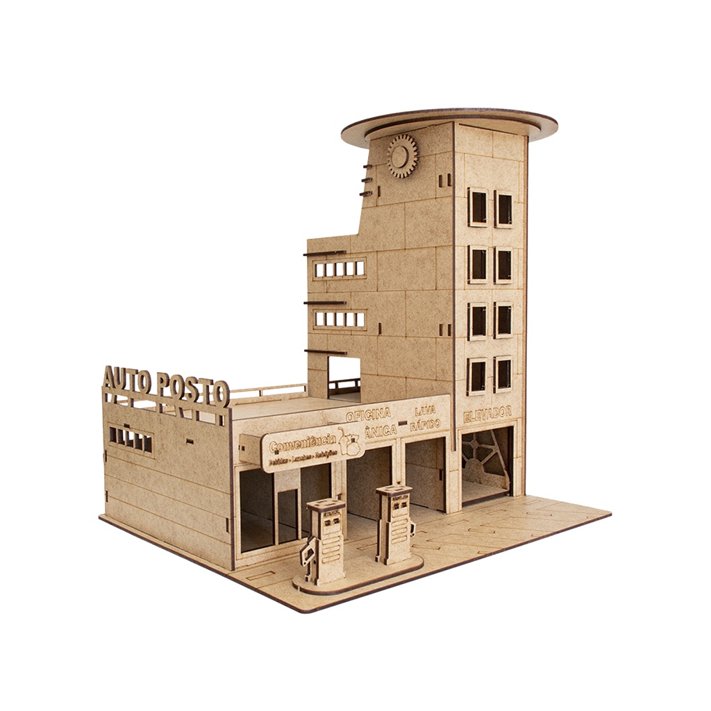 Mini Estacionamento Posto De Combustível Mdf Cru | Shopee Brasil