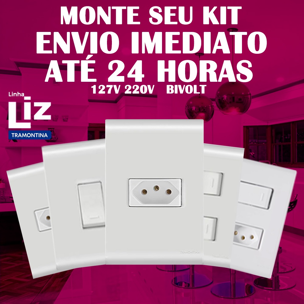 Tomadas 10a 20a Interruptores Tramontina Linha Liz Apagador Paralelo ...