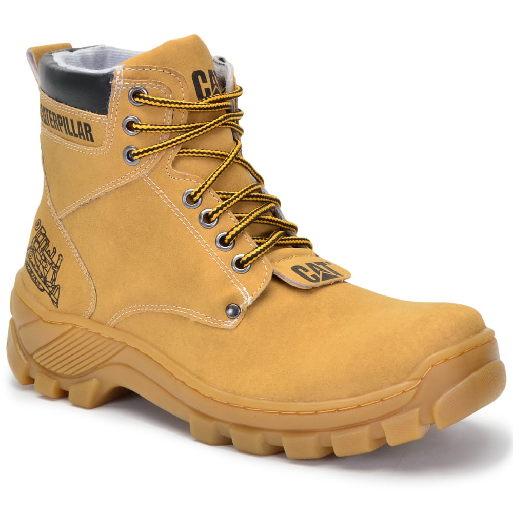 Bota Coturno CAT Casual Bege Couro Ecológico | Shopee Brasil
