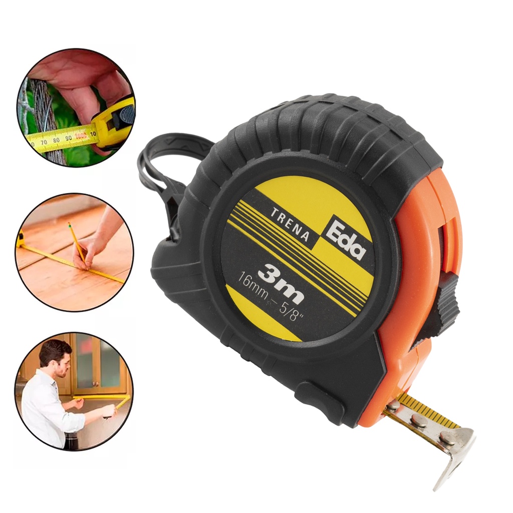 Trena 3/5/7,5/10 Metros Manual Emborrachada Profissional C/ Trava ...