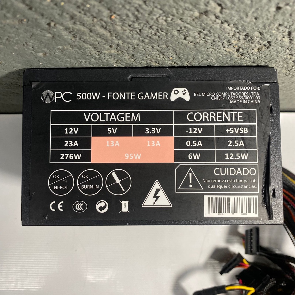 Fonte Real Wpc Modelo: 500w-fonte Gamer 24pinos 500w | Shopee Brasil