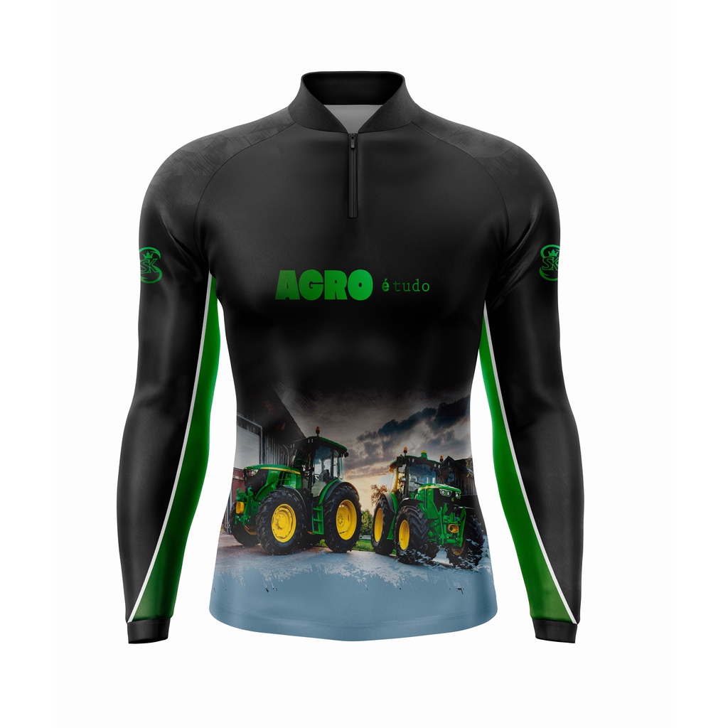Camisa Camiseta agro agricultura trator Prot Uv50+ Dry GLL-17verde ...