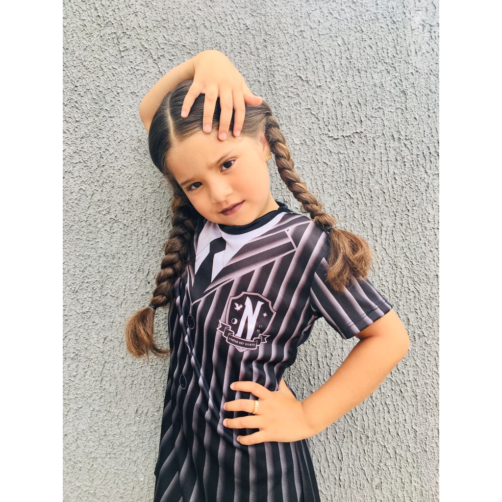 Roupa Fantasia Infantil Wandinha Família Adams | Shopee Brasil