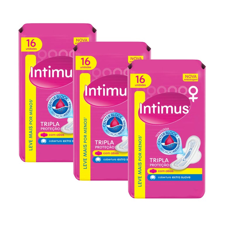 Absorvente Intimus Gel Normal Tripla Proteção Com Abas Cobertura Extra ...