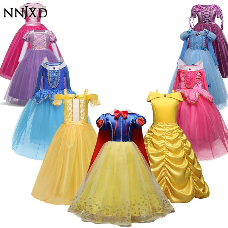 Vestido De Branca De Neve Meninas Bella Elsa Cosplay Beleza Infantil E ...