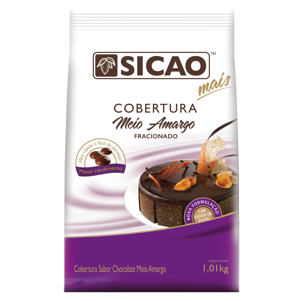 Cobertura Sicao Mais Chocolate Meio Amargo 1,01kg Barry Callebaut ...
