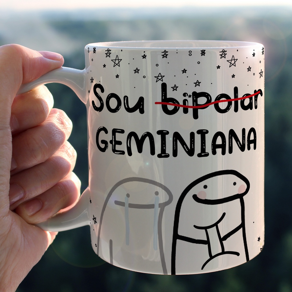 caneca porcelana personalizada sou bipolar GEMINIANA flork meme | Shopee Brasil