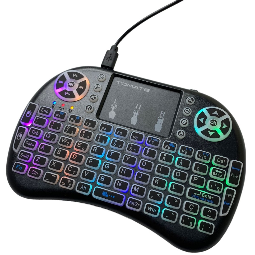Mini Teclado Keyboard Sem Fio Wireless Iluminado Luz Led Rgb | Shopee ...