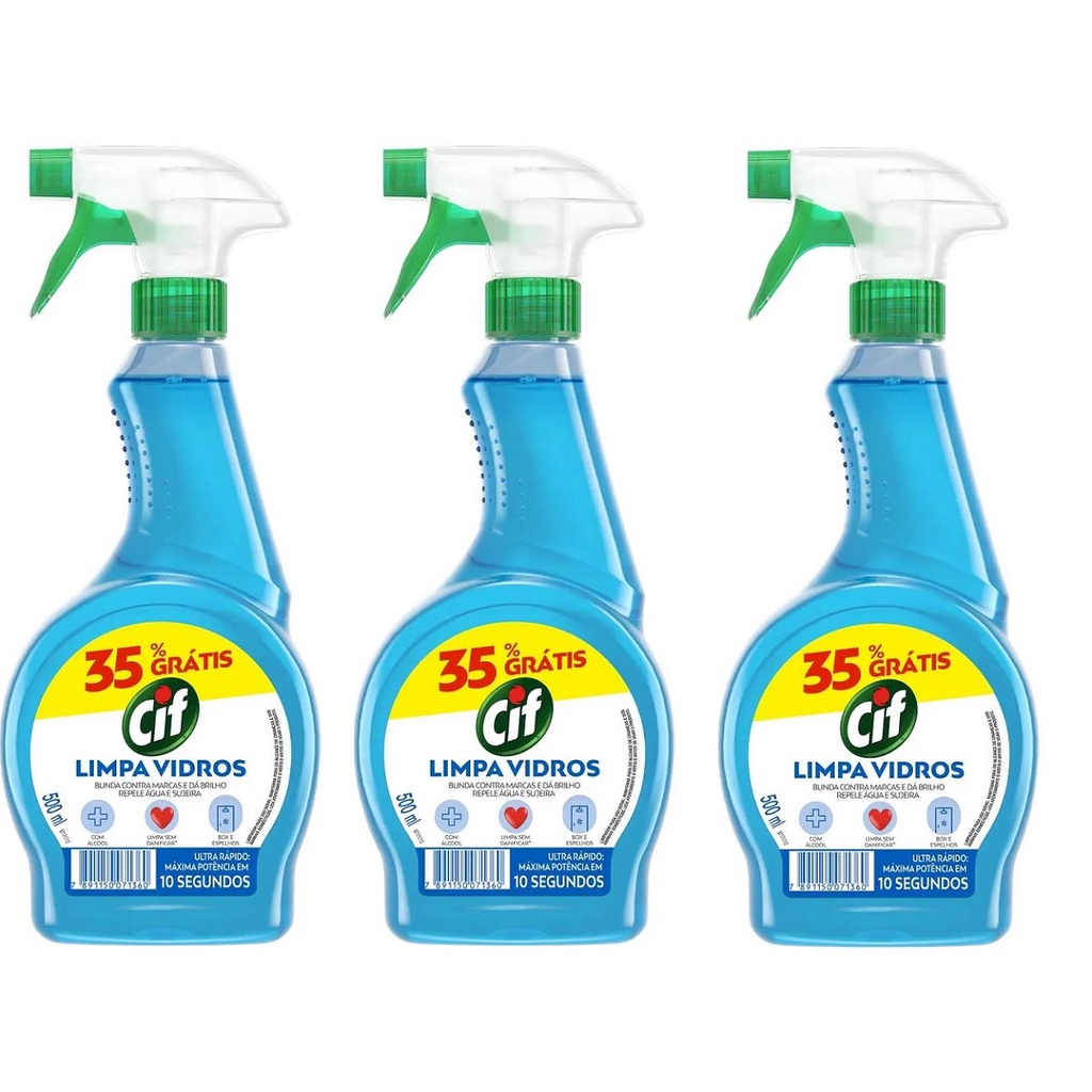 Kit 3 Unidades - Limpa-vidro Cif Líquido Ultra Rápido 500ml | Shopee Brasil