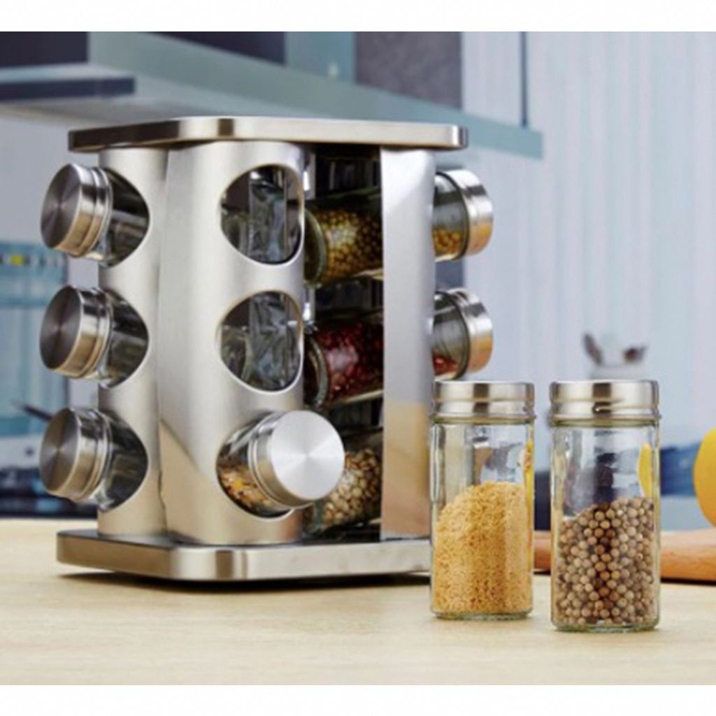 Potes temperos, Porta Tempero e Condimentos Cozinha Giratório Inox 12 ...
