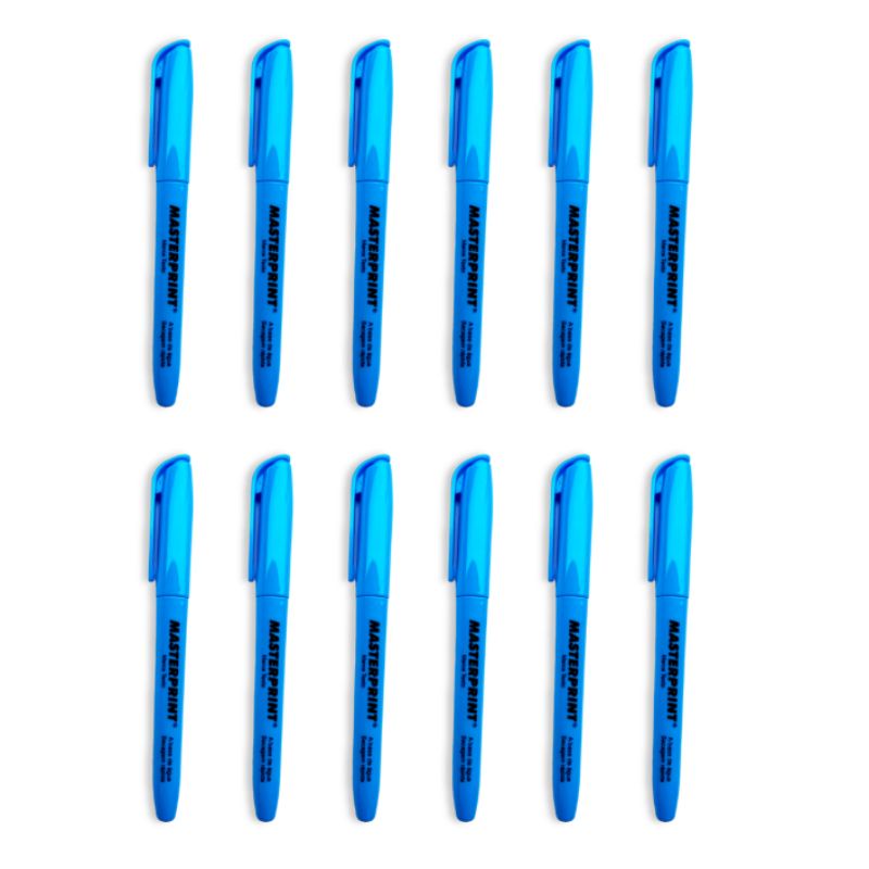 Caneta Marca Texto Azul Caixa c/ 12 unidades | Shopee Brasil
