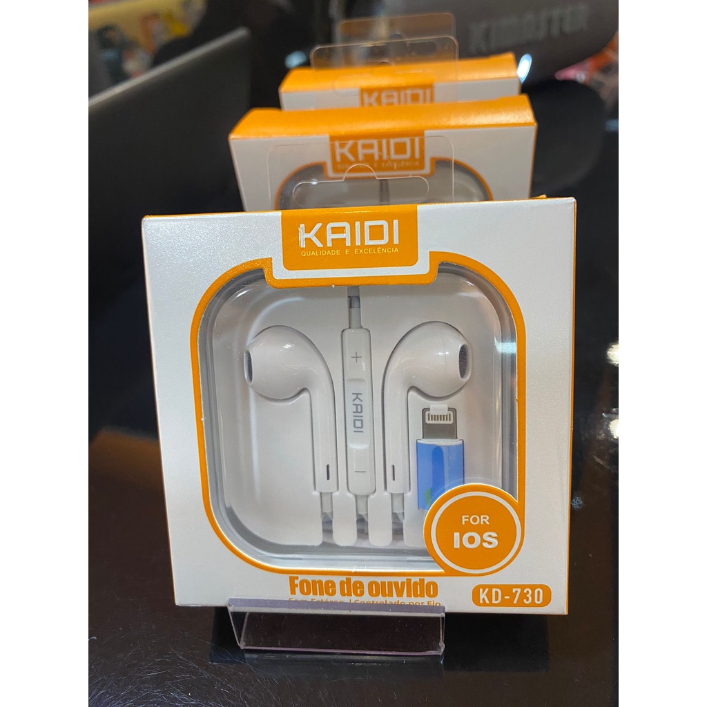 Fone de Ouvido Kaidi Com Conector Lightning KD-730 | Shopee Brasil