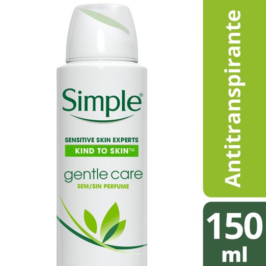 Desodorante Antitranspirante Simple Gentle Care Aerosol 150ml - Incolor ...
