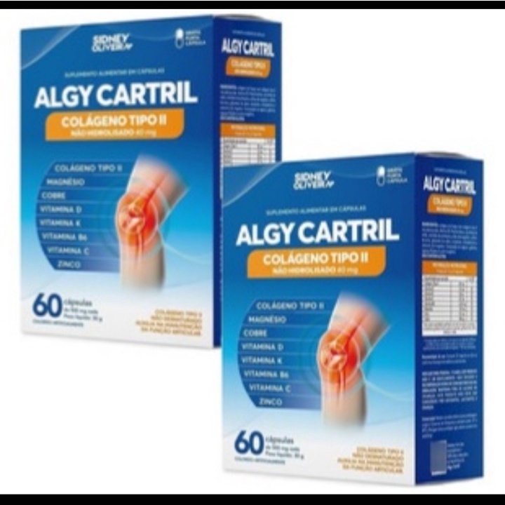 2 CAIXAS DE COLÁGENO TIPO II + MDK ALGY CARTRIL 60 CÁPSULAS SIDNEY ...