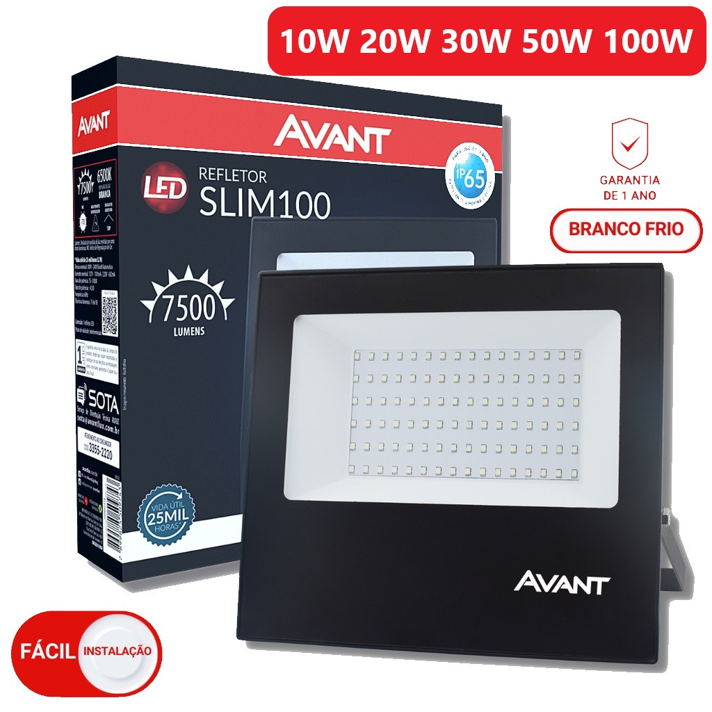 Refletor Led 10w, 20w, 30w, 50w, 100w Branco 6500k Super Forte Bivolt ORIGINAL | Shopee Brasil