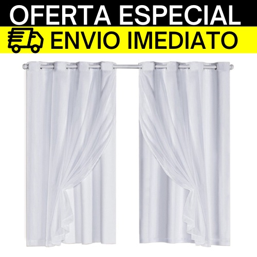 Cortina Para Quarto De Casal PVC Com Voil Liso 2,00 x 1,40 Janela ...