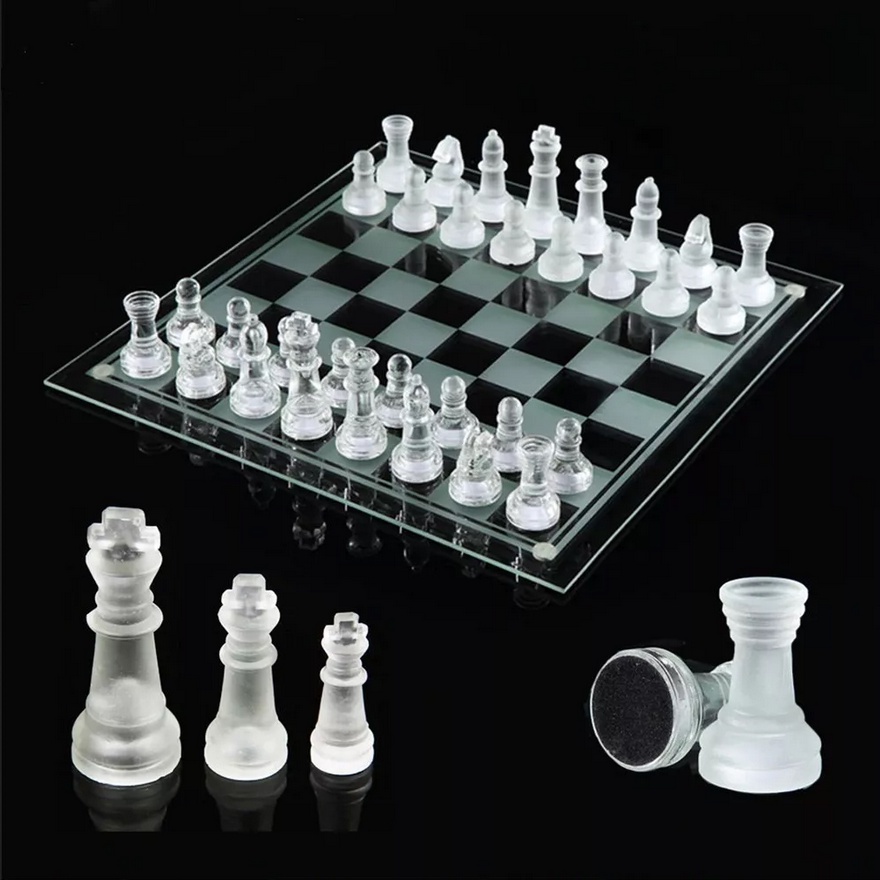 Jogo De Xadrez Glass Chess Cheque Mate Luxo Vidro 20x20cm | Shopee Brasil