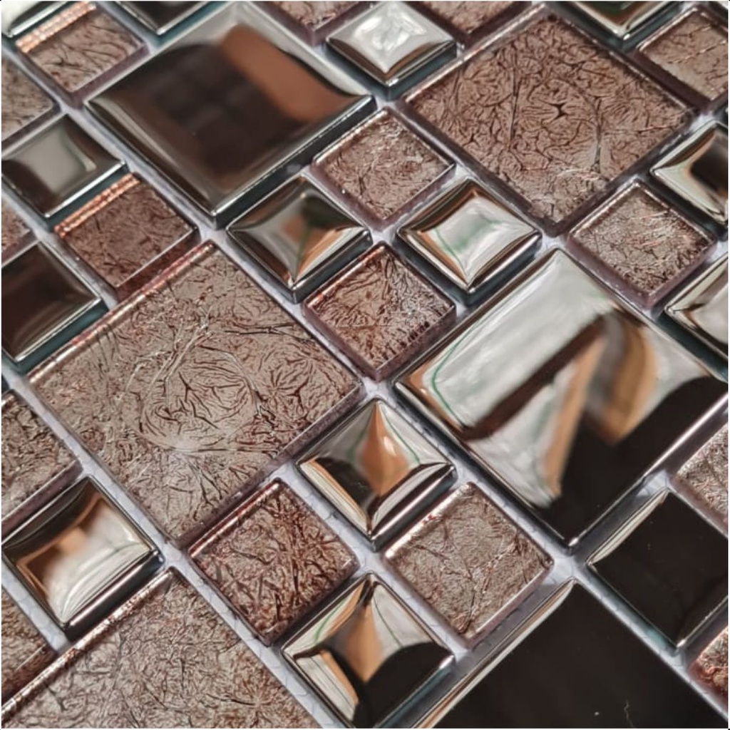 Placa Pastilha De Vidro Para Cozinha Banheiro Cromo Prata Mosaico ...