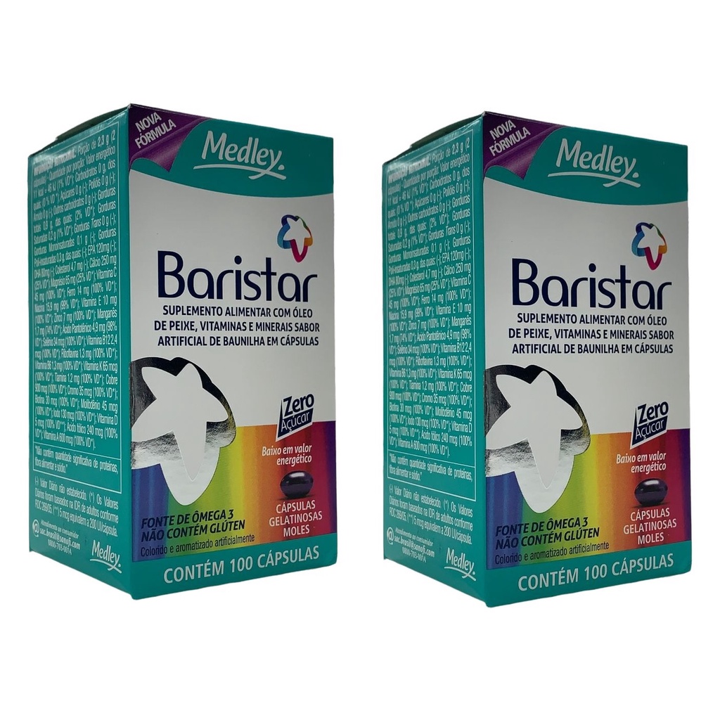 Combo 2 caixas Suplemento vitamínico baristar sabor baunilha com 100 cápsulas | Shopee Brasil