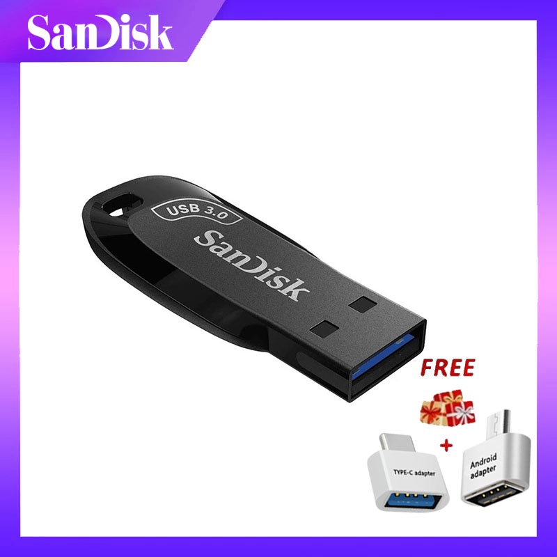 SanDisk 128GB U Disco USB 3.0 Flash Memory Stick Preto/Prata 16GB 256GB ...