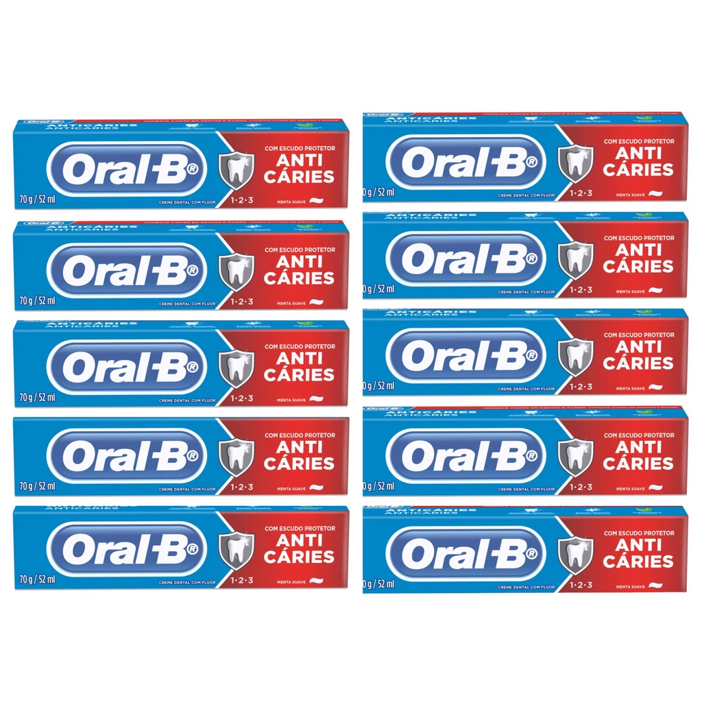 Kit com 10 Creme Dental Oral B 70g AntiCáries - Desconto no Preço
