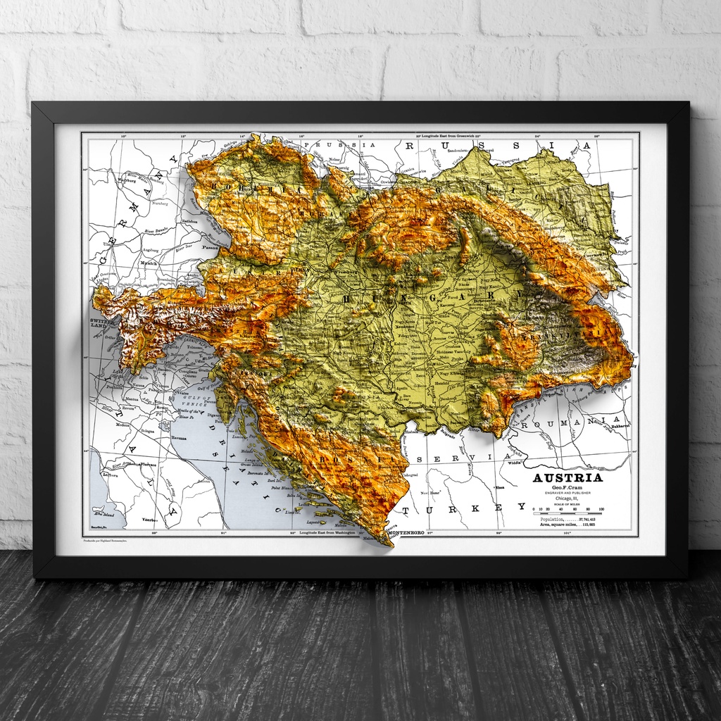 1883 Mapa da Áustria Vintage - Império Austríaco | Shopee Brasil