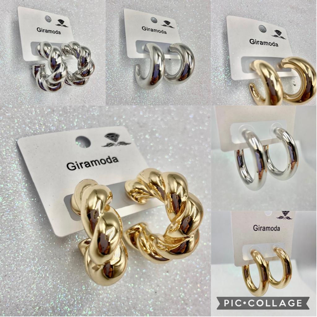Brincos clássicos simples e modernos femininos - ouro e prata | Shopee ...