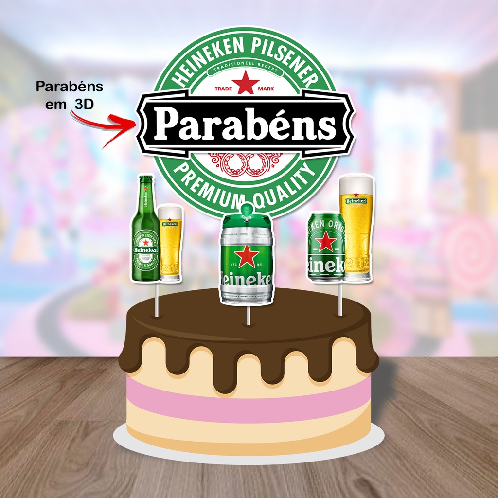 Topo de bolo HEINEKEN | Shopee Brasil