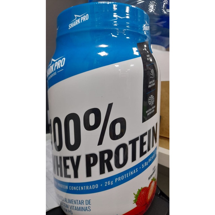 Whey 100% Protein Shark Pro 900g Sabor-Morango | Shopee Brasil