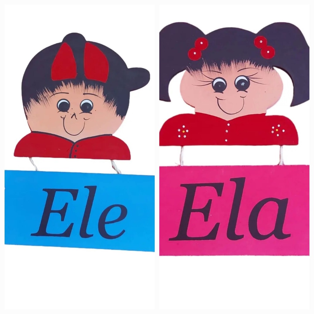 Placas Artesanais para Banheiro e Quarto - Menino, Menina, Ele e Ela ...