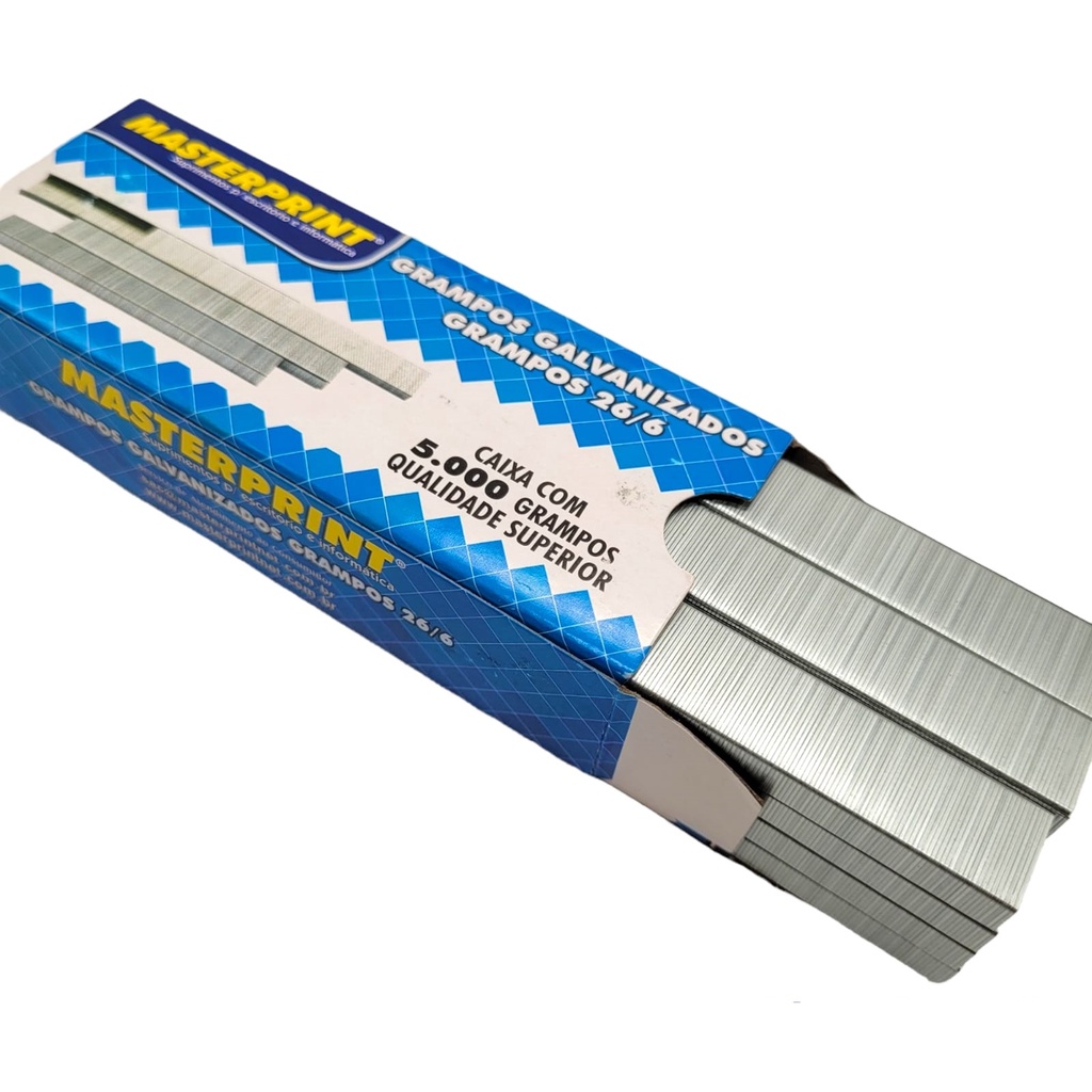 Grampos Galvanizado 26/6 Masterprint Caixa c/ 5000 Unidades | Shopee Brasil Grampos Galvanizado 26/6 Masterprint Caixa c/ 5000 Unidades | Shopee Brasil