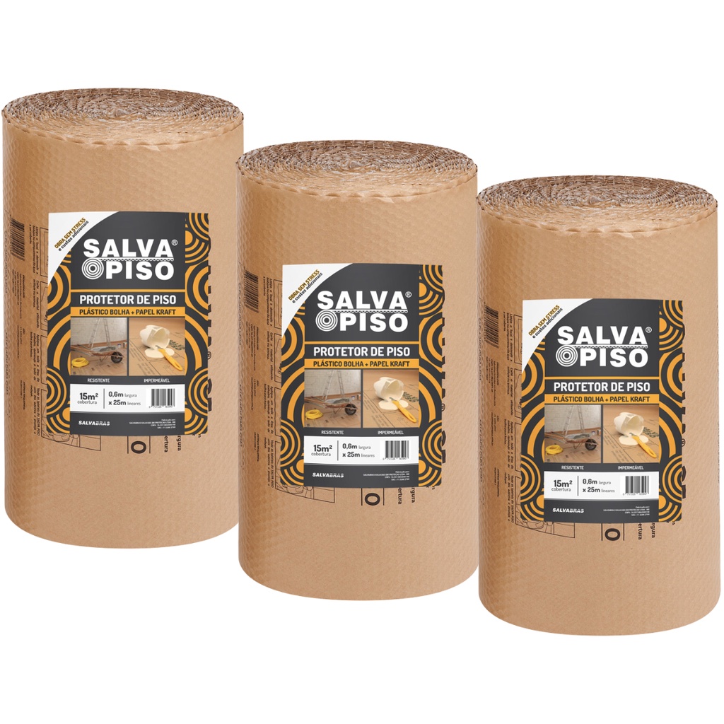 Kit 3 Protetor Salva Piso 0,50m x25m Kraft Plástico bolha | Shopee Brasil