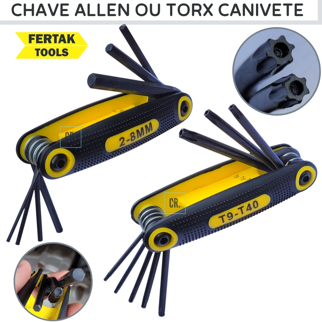 Jogo de Chave Allen Canivete 7pçs ou Jogo de Chave Torx Canivete 8pçs ...