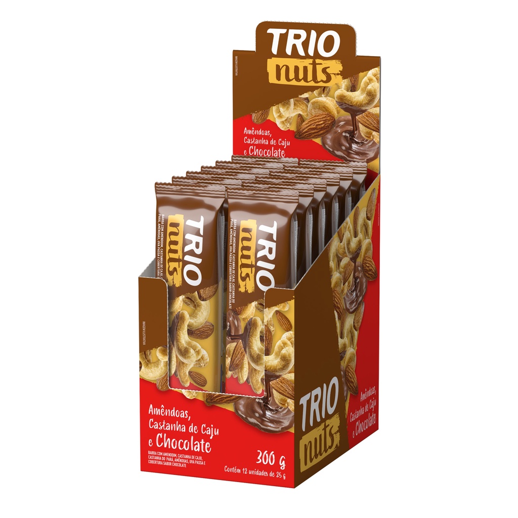 Barra de Cereais Trio Nuts com Chocolate - display com 12 unidades ...