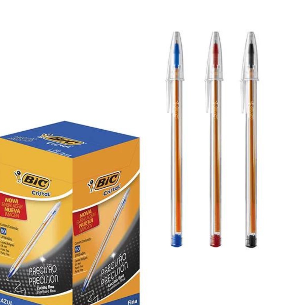 Caneta Esferográfica Bic Cristal Precisão Ponta Fina de 0.8mm Azul/Preta/Vermelha 1 Unidade ...