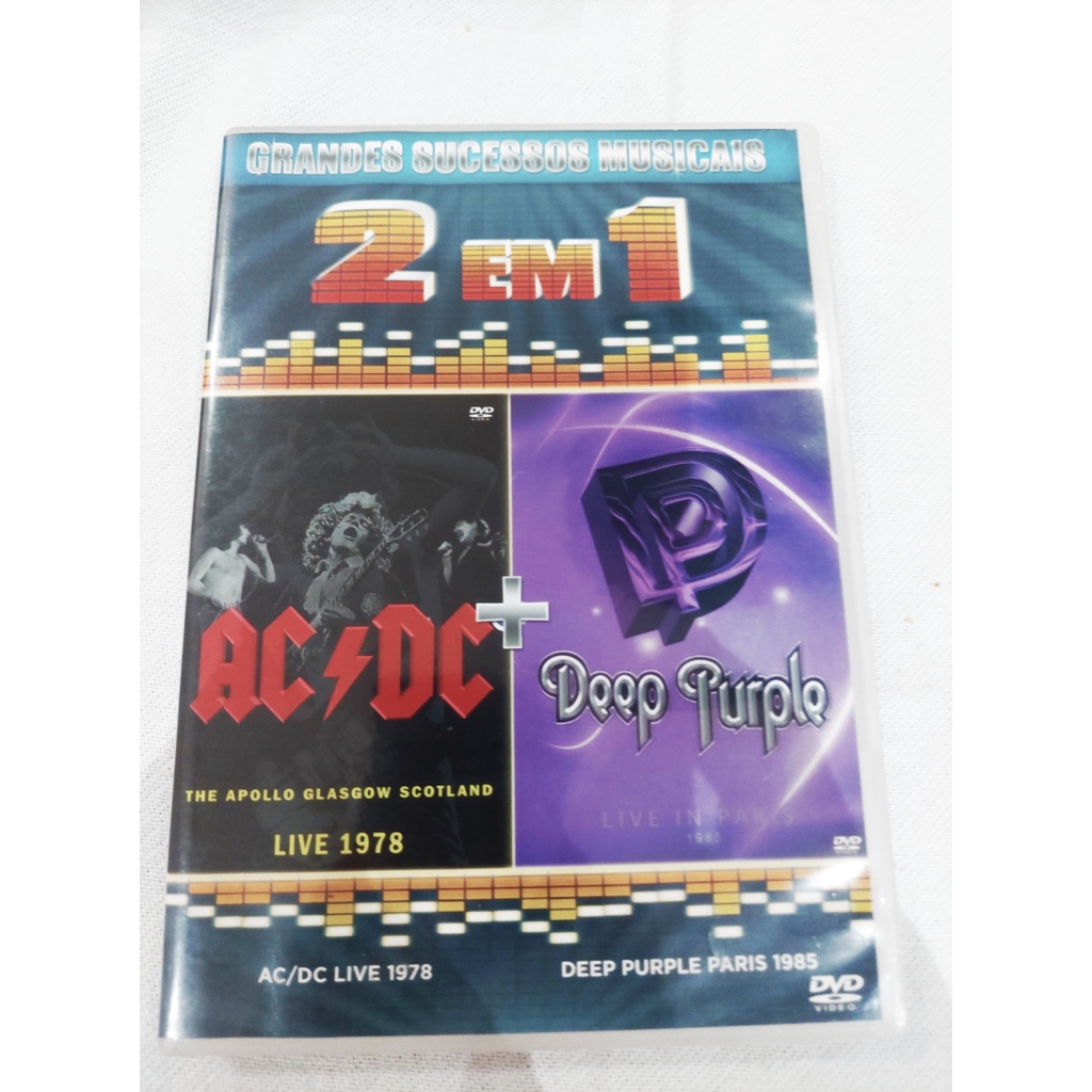 Grandes Sucessos Musicais 2 em 1 ACDC + Deep Purple DVD | Shopee Brasil