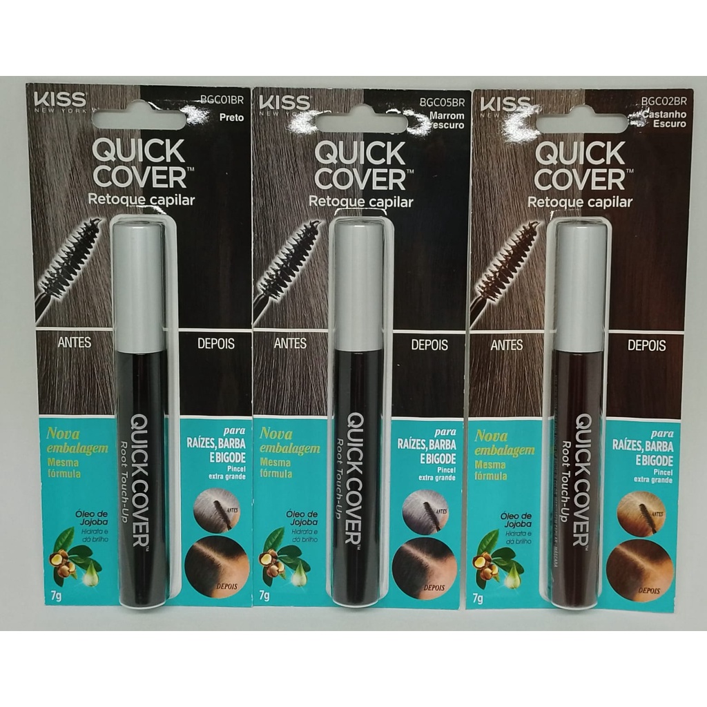 Retoque de Cabelos para Raiz Quick Cover 7g Kiss New York (Preto ...