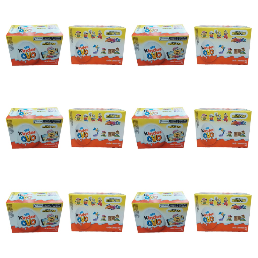 Kit Com 12 Kinder Ovo Minions 40g | Shopee Brasil